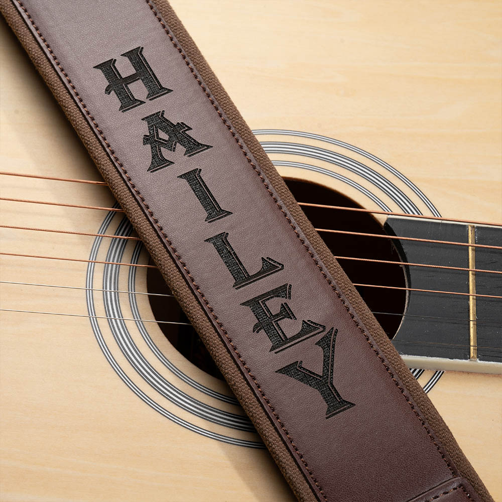 Personalized Engraved Monogram Adjustable Leather Guitar Strap with ...