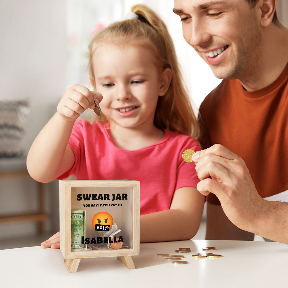 Personalized Swear Jar Wood Clear Money Box Piggy Bank with Name ...