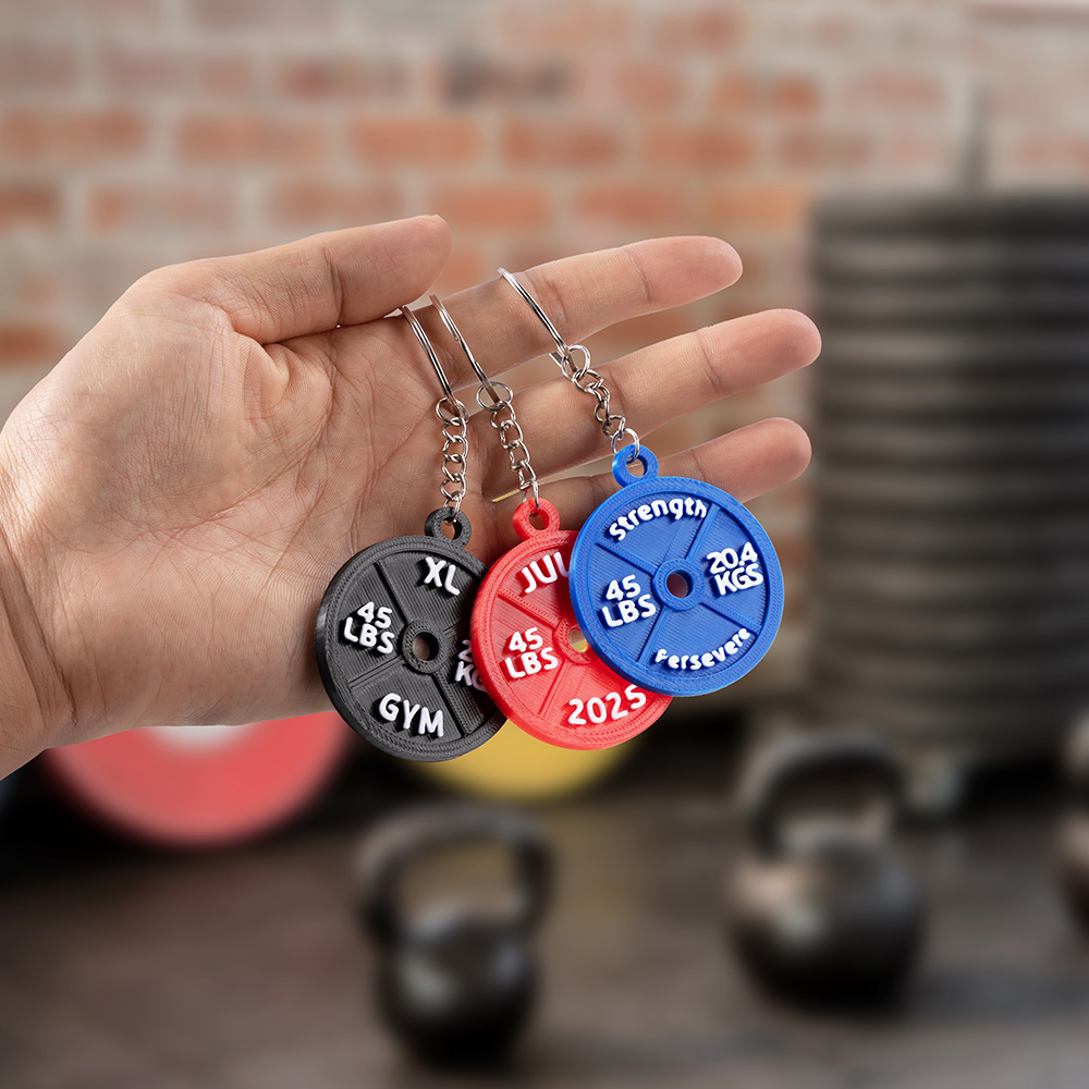 Personalized 3D Printed 45LBS Mini Gym Weight Plate Keychain with Texts ...