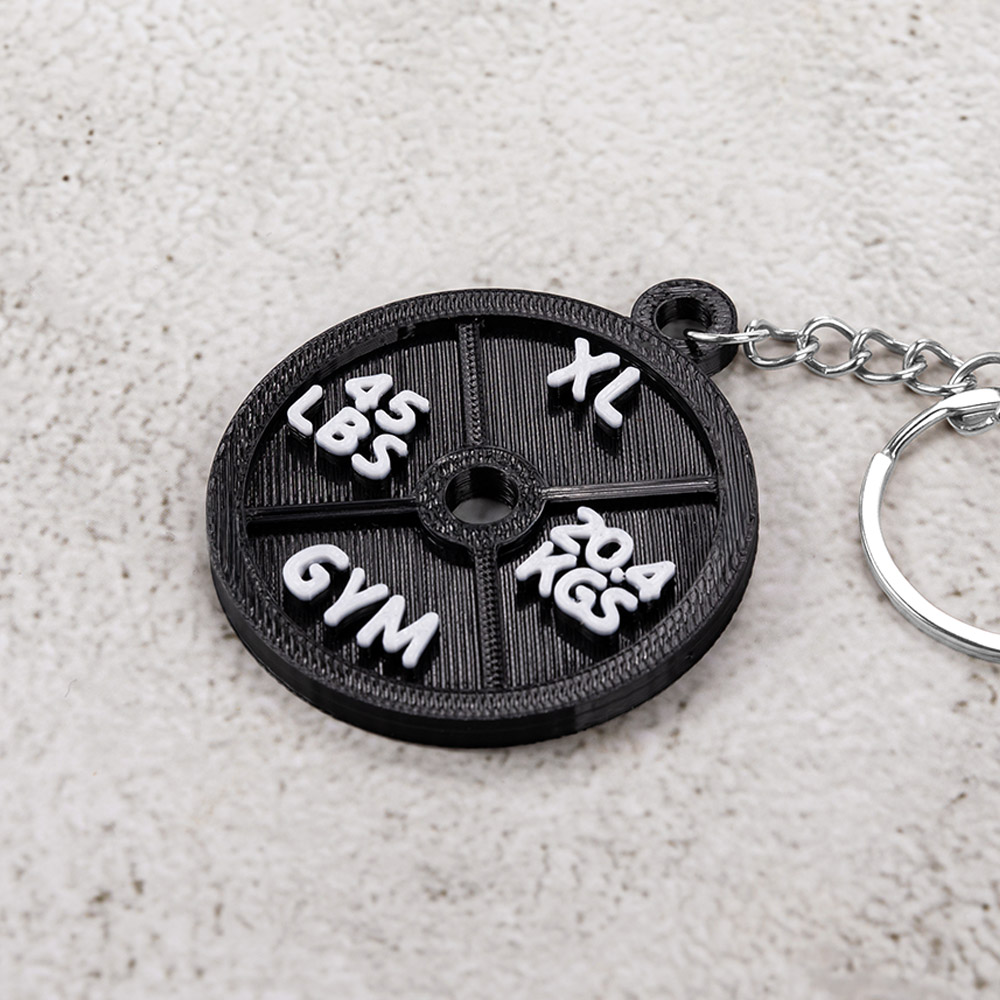 Personalized 3D Printed 45LBS Mini Gym Weight Plate Keychain with Texts ...
