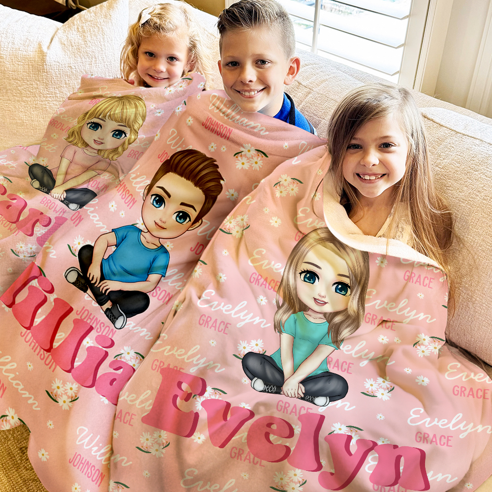 Personalisierte Rosa Gänseblümchen Cartoon Charakter Weiche Decke mit ...