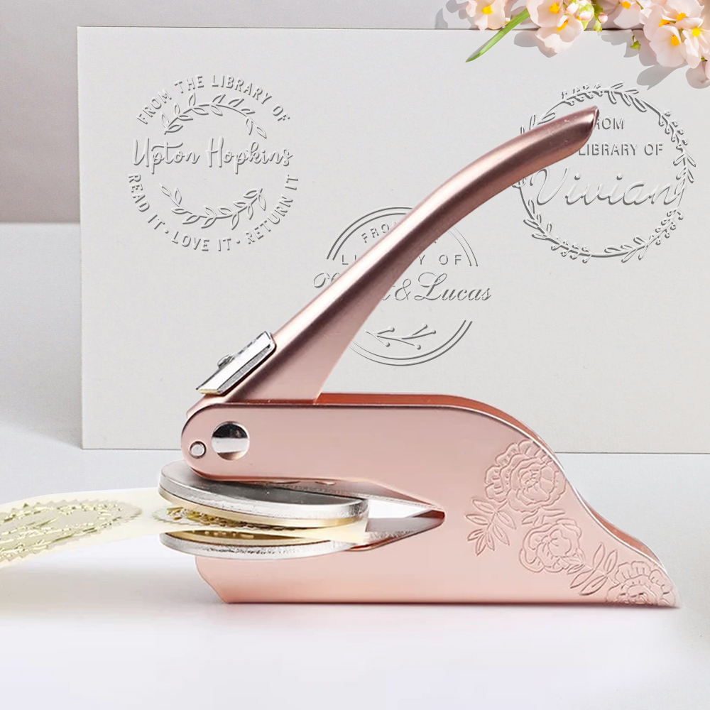 Personalized Flower Leaf Name Logo Book Embossing Stamp Engraved Hand ...