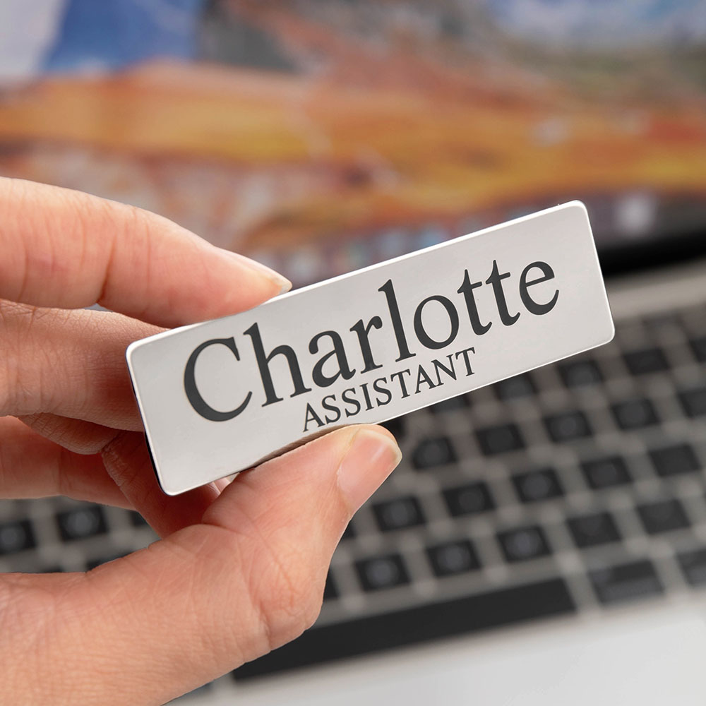 Personalized Multicolor Mirror Stainless Steel Magnetic Name Tag Badge ...
