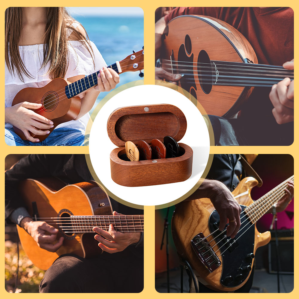 Personalized Wooden Magnetic Guitar Picks Storage Box Set with Engraved ...