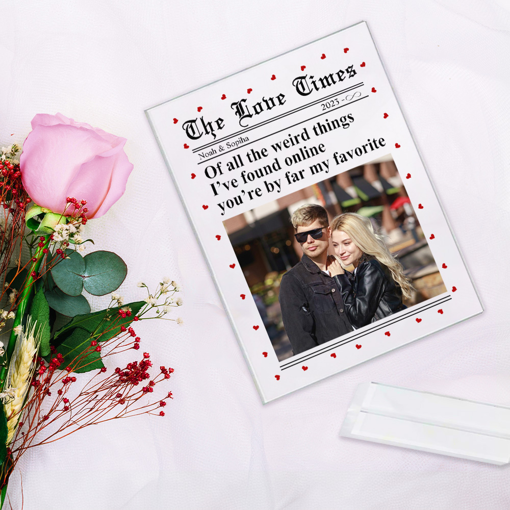Personalised The Love Times Photo Acrylic Plauqe with Couple Names and ...