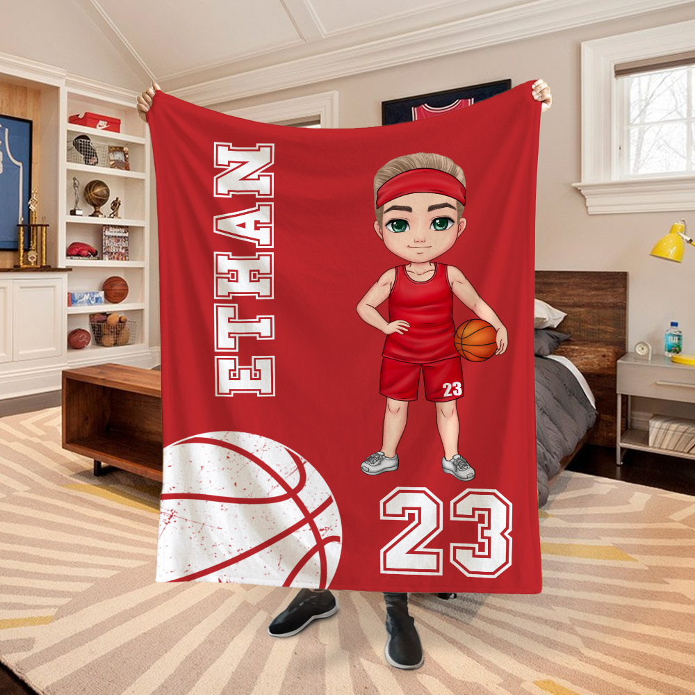 Personalisierte Weiche Fußball Basketball Cartoon Figur Decke mit Namen ...