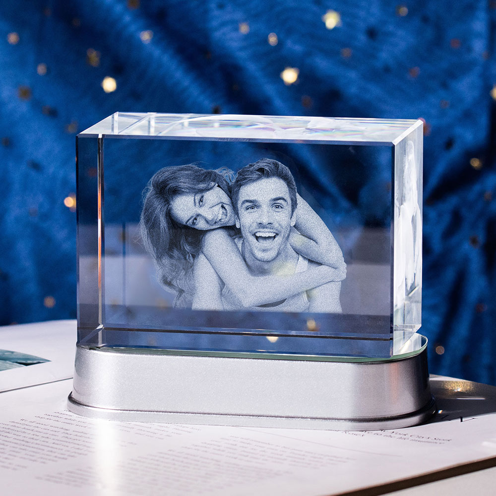 Personalized 3D Crystal Photo Engraved Gift for Couple - CALLIE