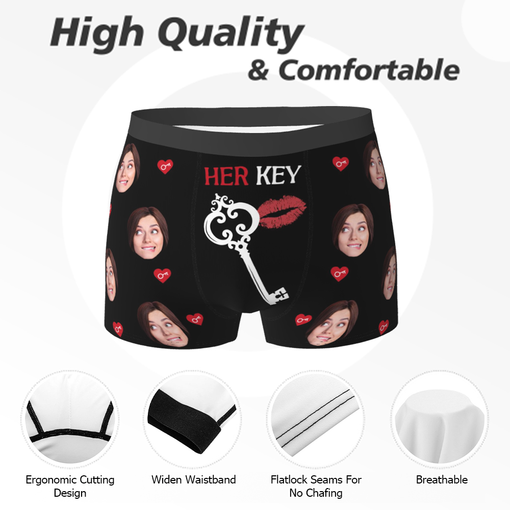 Personalised Multicolour His Lock Her Key Couple Thong Boxer Underwear ...