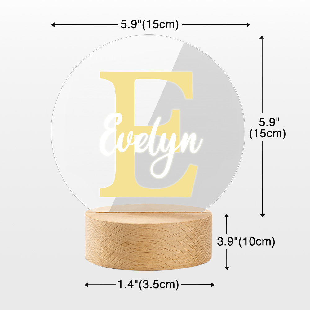 Personalized Floral Initial Name Combination LED Night Light with ...