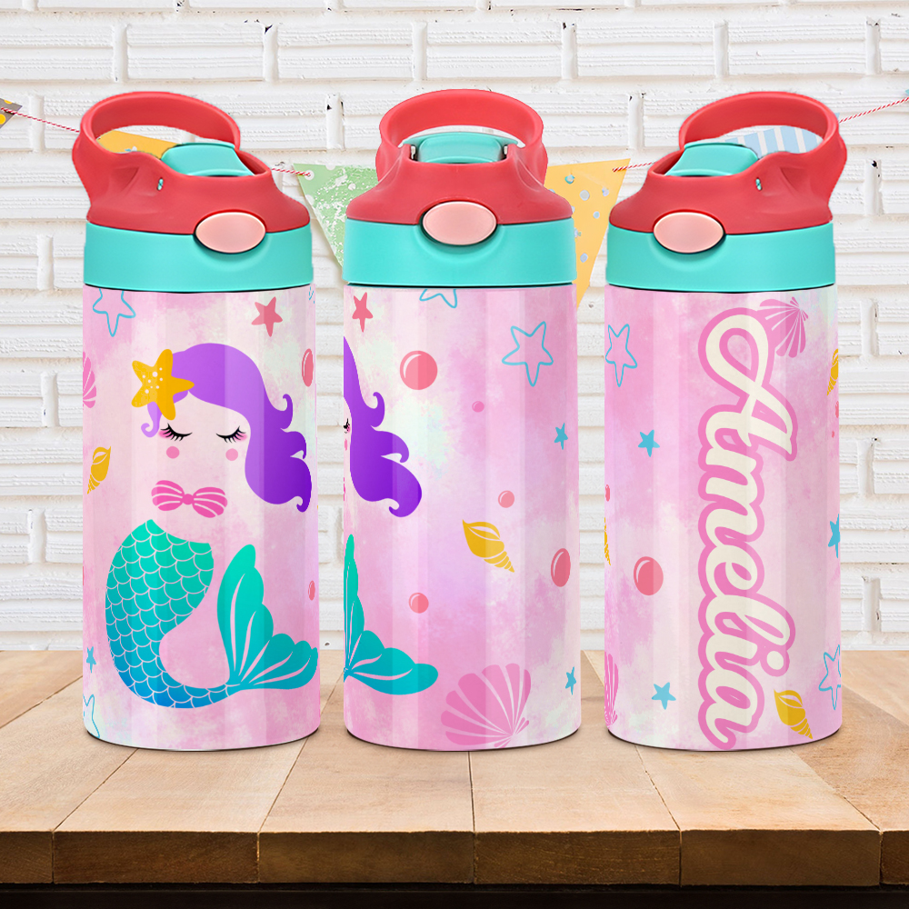 Personalized Mermaid Leakproof Thermos Water Bottle for Kids - CALLIE