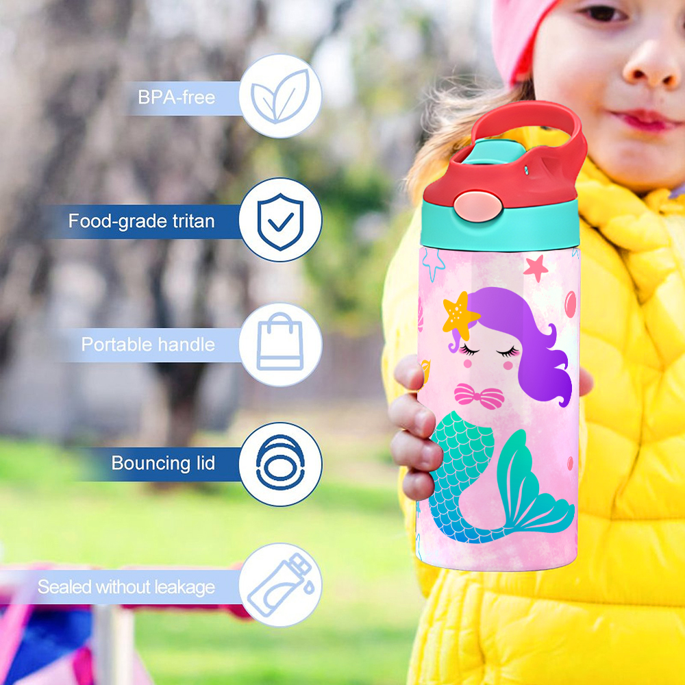 Personalized Mermaid Leakproof Thermos Water Bottle for Kids - CALLIE