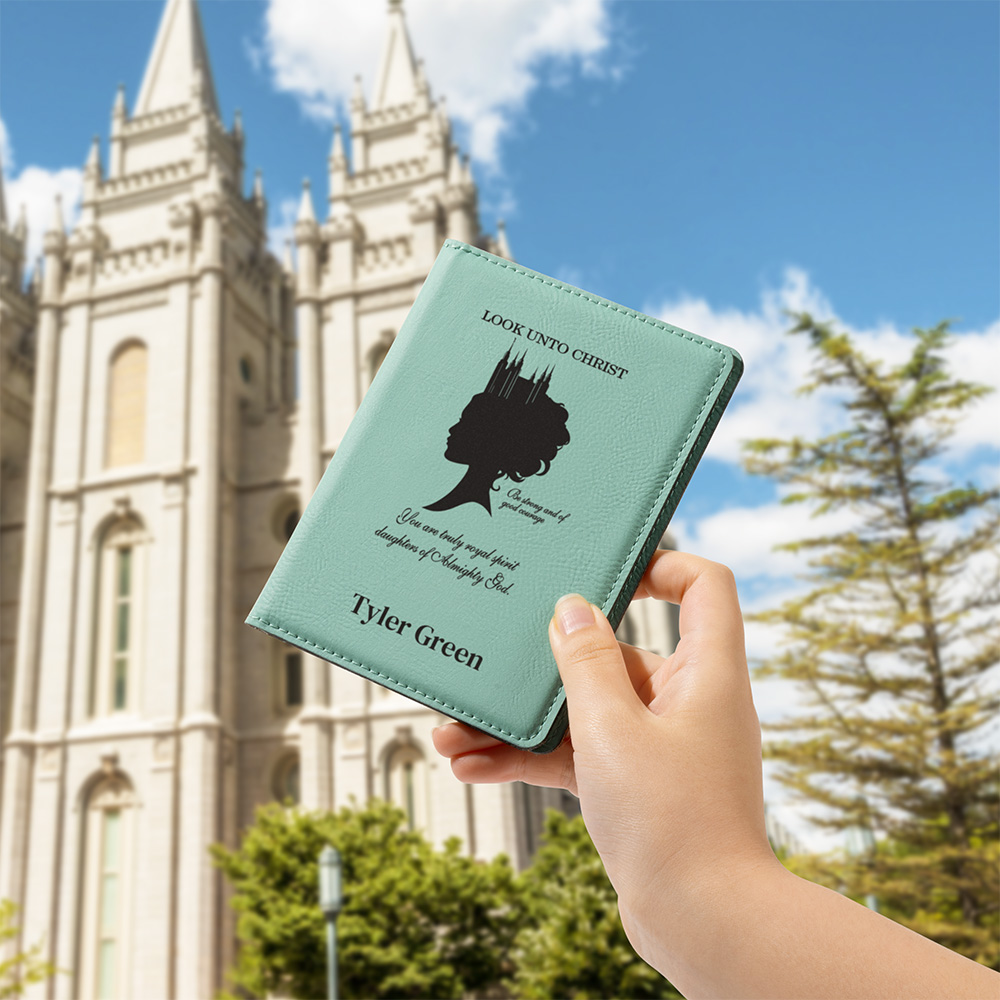 Personalized Look Unto Christ LDS Temple Recommend Leather Card Holder ...