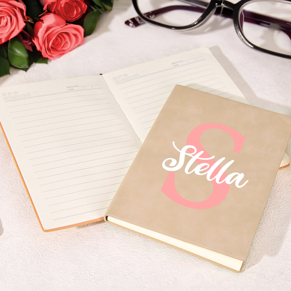 Personalized Floral Initial Name A5 Leather Journal Notebook with 100 ...