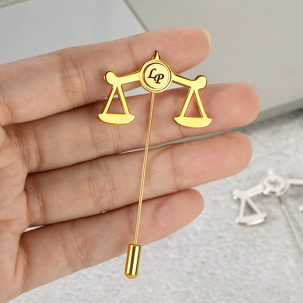 Personalized Scales of Justice Lapel Pin with Engraved Initials Suit ...