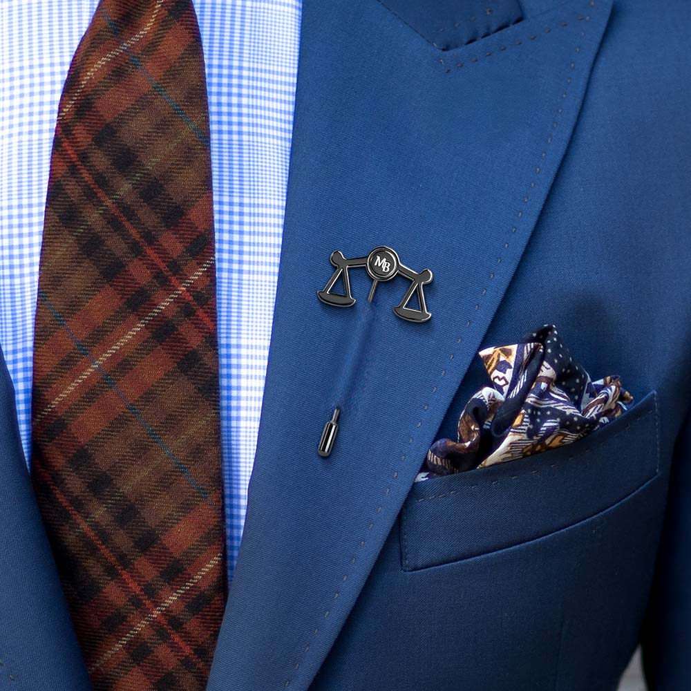Personalized Scales of Justice Lapel Pin with Engraved Initials Suit ...