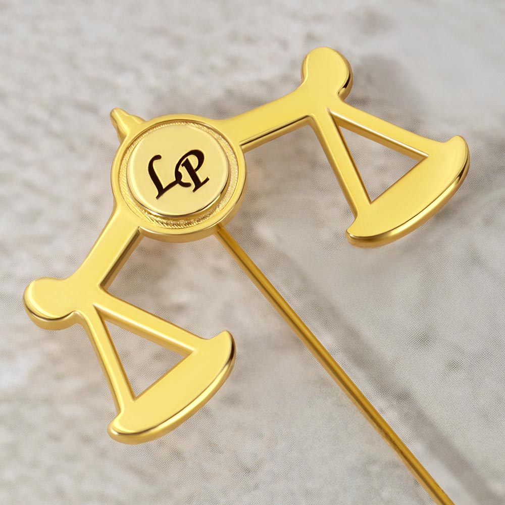 Personalized Scales of Justice Lapel Pin with Engraved Initials Suit ...