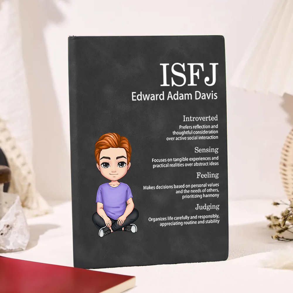 Personalized MBTI Definition Cartoon Character A5 Leather Notebook with ...
