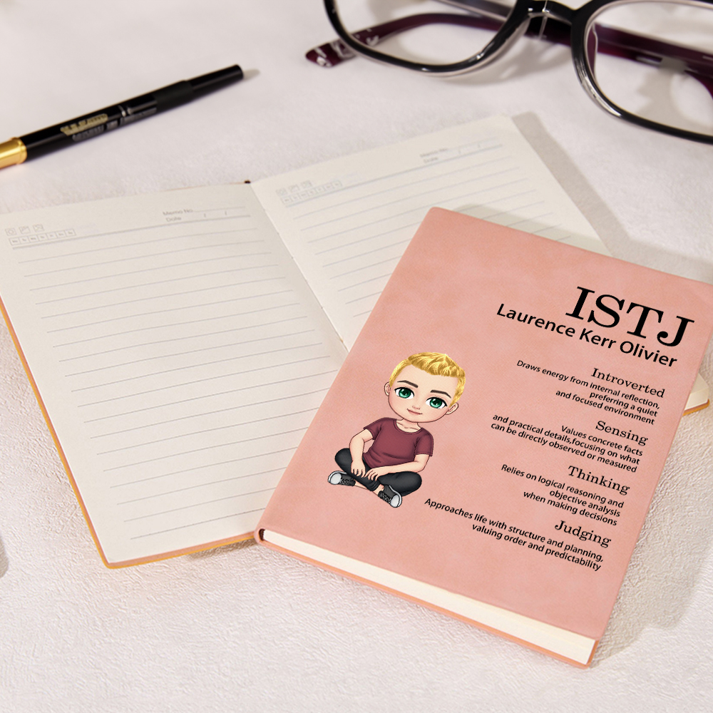 Personalized MBTI Definition Cartoon Character A5 Leather Notebook with ...