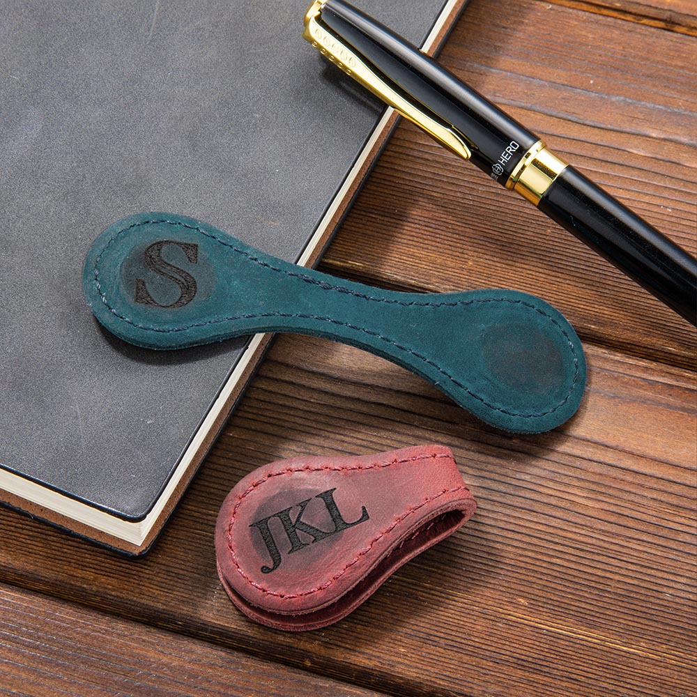 Personalized Magnetic Leather Bookmark Clip with Initial Monogram ...