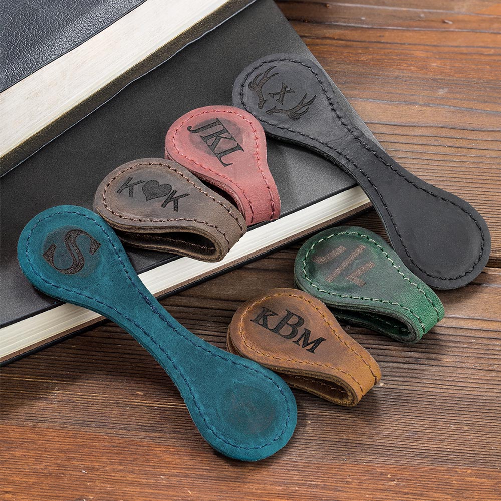 Personalized Magnetic Leather Bookmark Clip with Initial Monogram ...