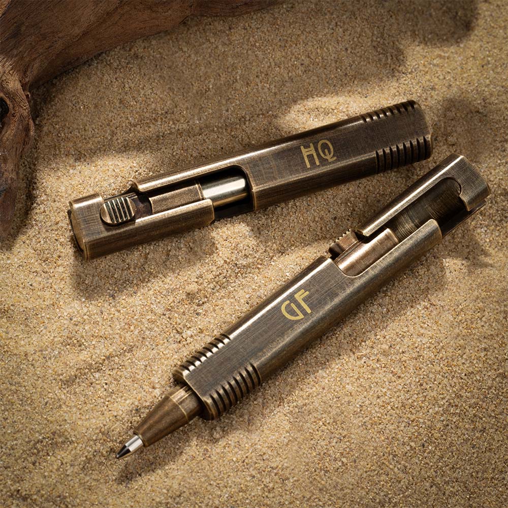 Personalised Portable Metro Brass Mini Vintage Bolt Action EDC Pen with ...