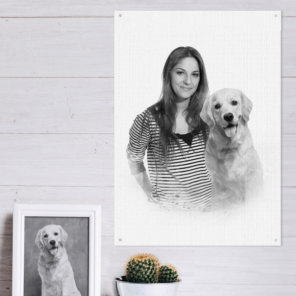 Personalized Black and White Portrait 2 Photos Combination Poster ...
