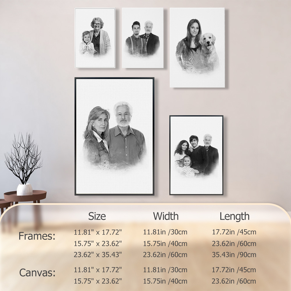 Personalized Black and White Portrait 2 Photos Combination Poster ...