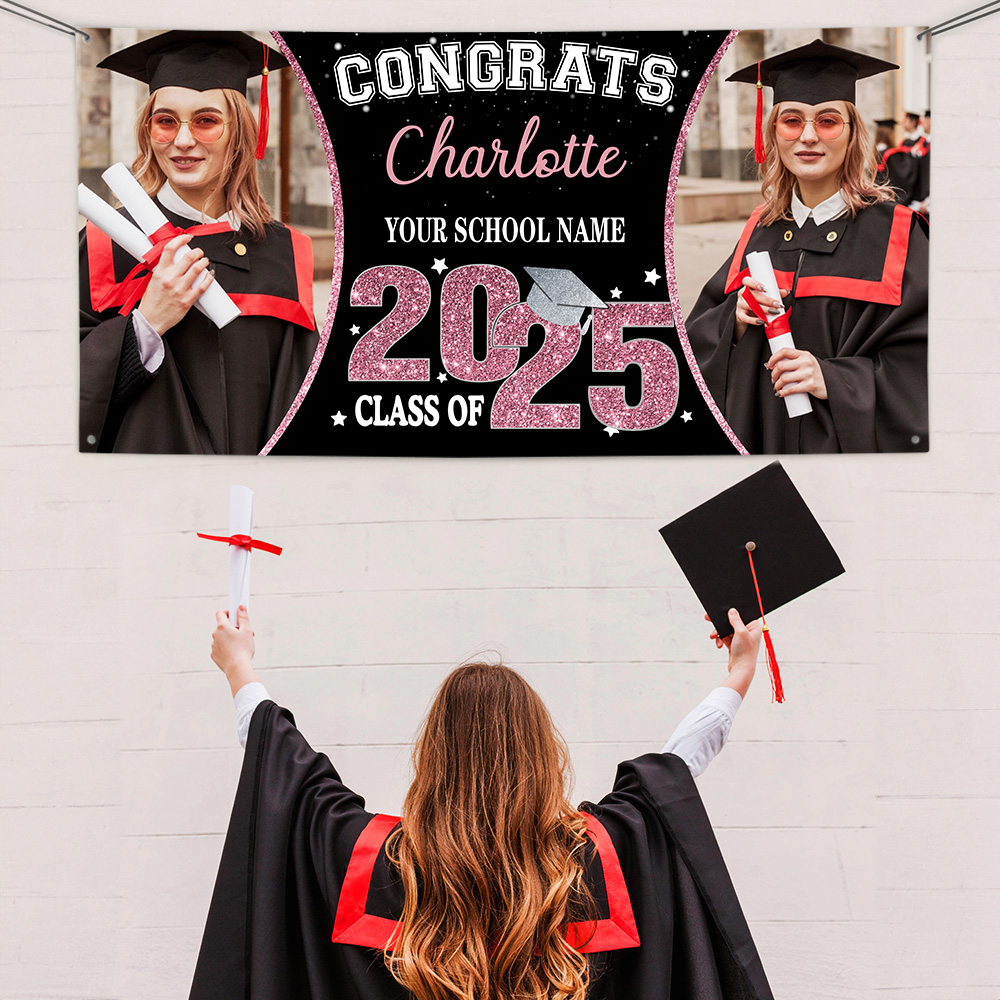 Personalized Multicolor Congrats Glitter Class Of 2025 Graduation ...