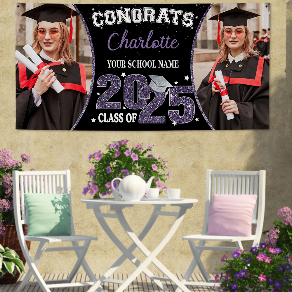 Personalized Multicolor Congrats Glitter Class Of 2025 Graduation ...