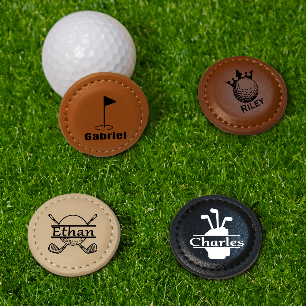 Personalized Golf Clubs Monogram Leather Magnetic Golf Ball Marker with ...