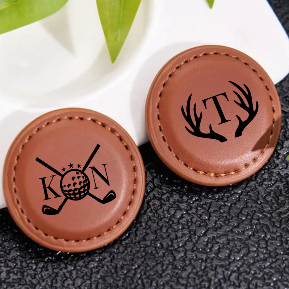 Personalized Golf Clubs Monogram Leather Magnetic Golf Ball Marker with ...