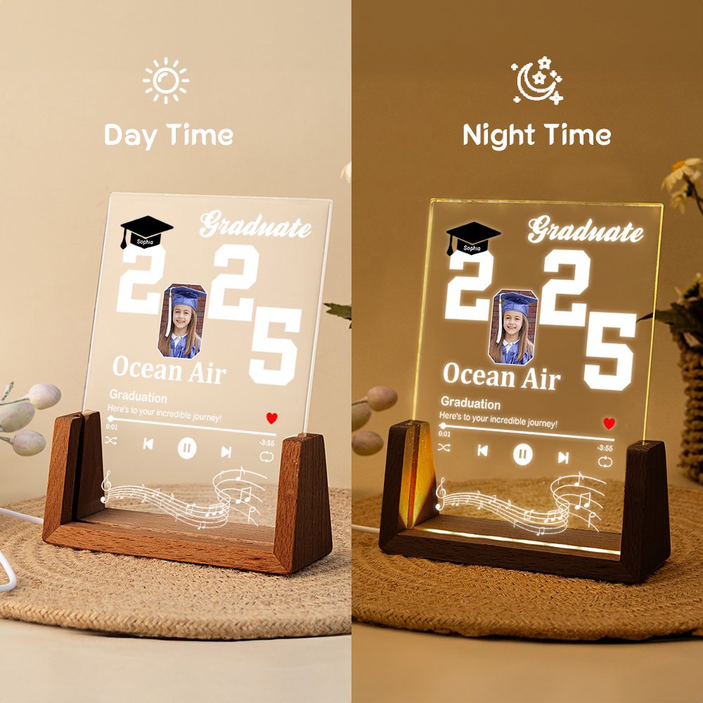 Personalized 2025 Graduation Photo Music Player Adjustable LED Night ...