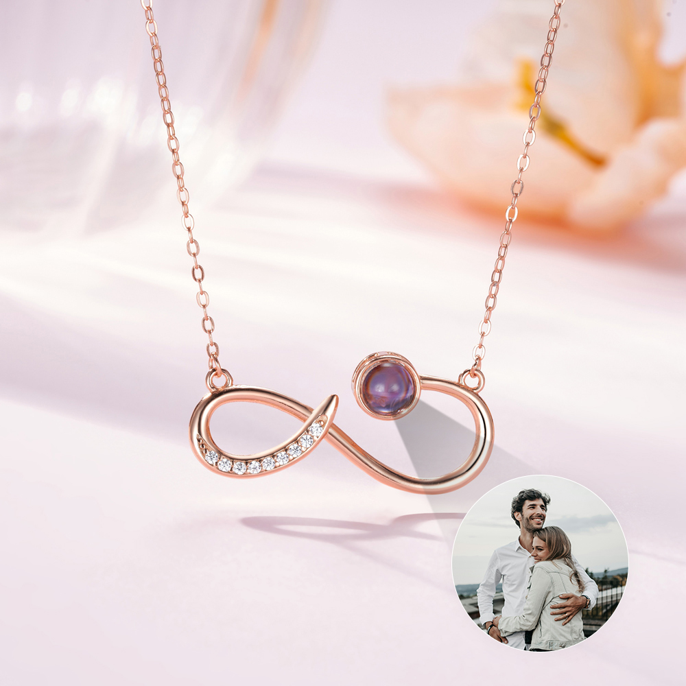 Personalized Simplicity Infinity Symbol Photo Projection Necklace ...
