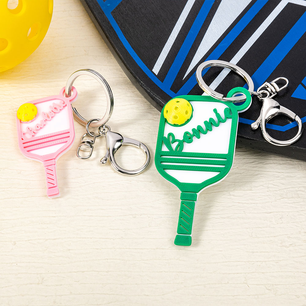 Personalized Multicolor 3D Printed Pickleball Paddle Keychain Bag Charm ...