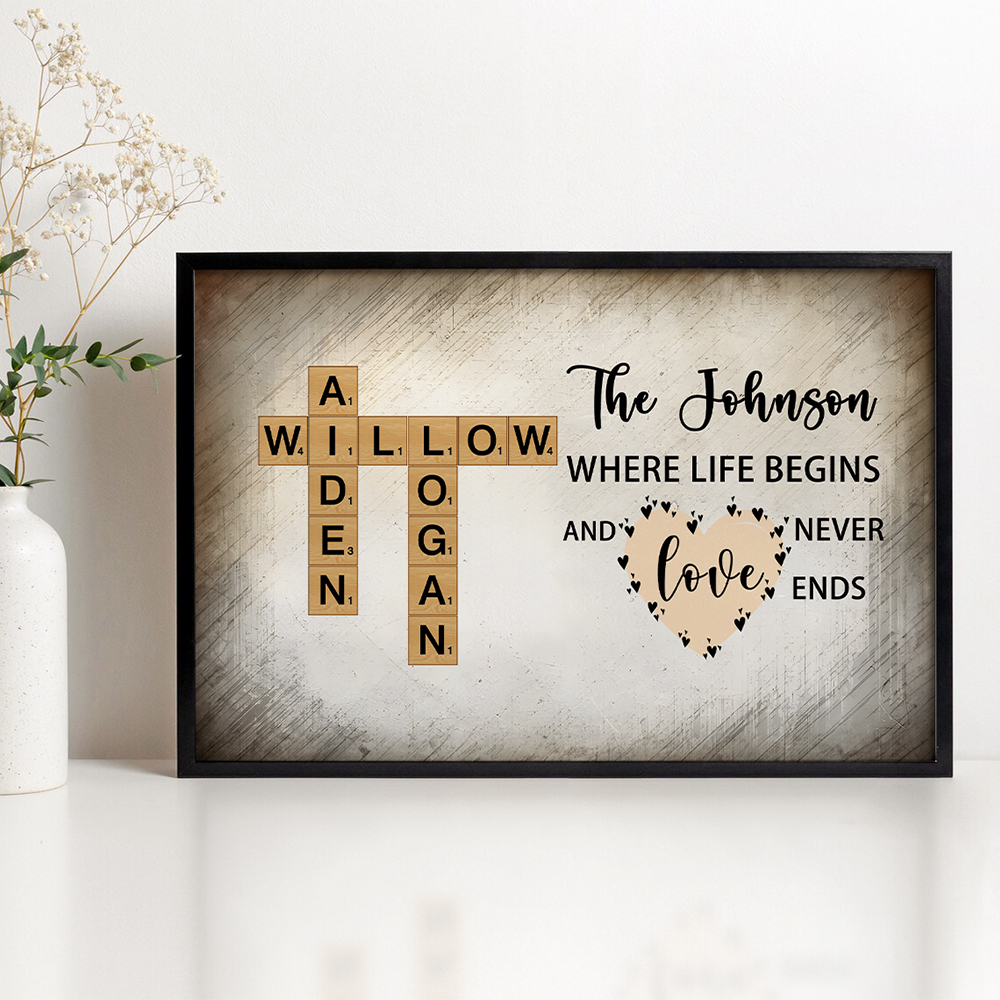 Personalized Crosswords Scrabble Puzzle Art Poster Framed Frameless ...