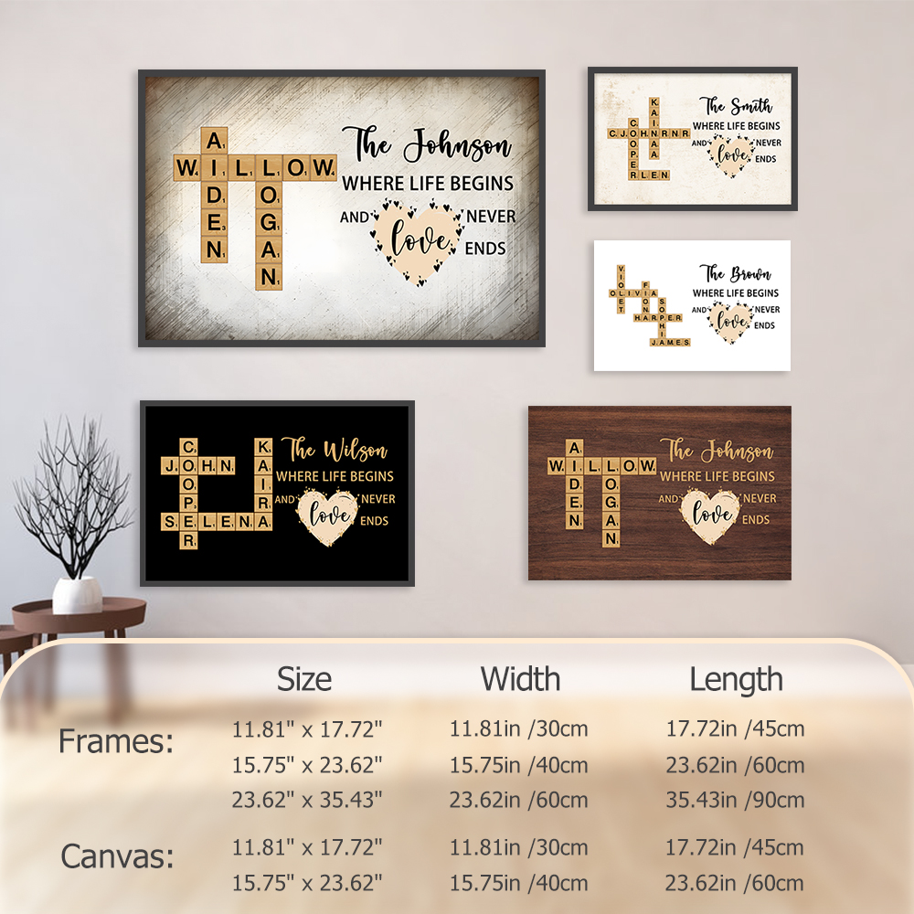 Personalized Crosswords Scrabble Puzzle Art Poster Framed Frameless ...