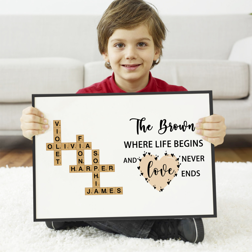 Personalized Crosswords Scrabble Puzzle Art Poster Framed Frameless ...