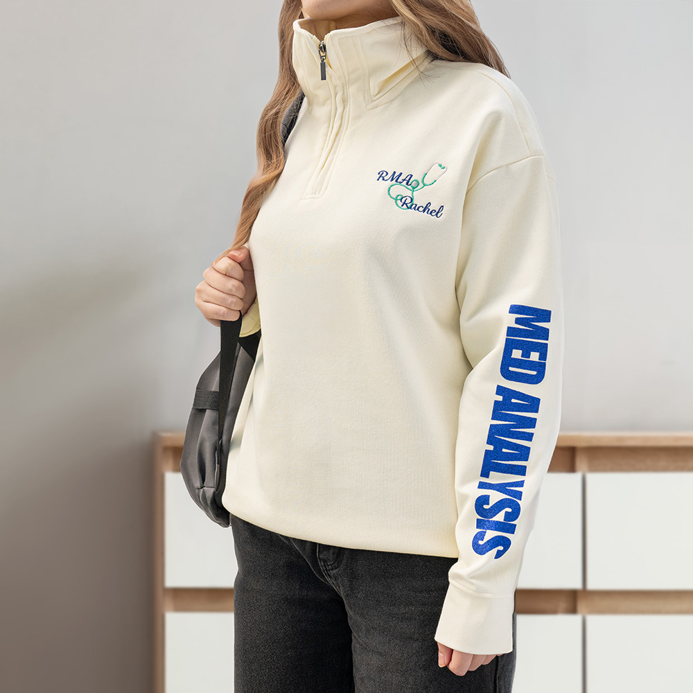 Personalised Embroidered Medical Assistant Zip Collared Sweatshirt with ...