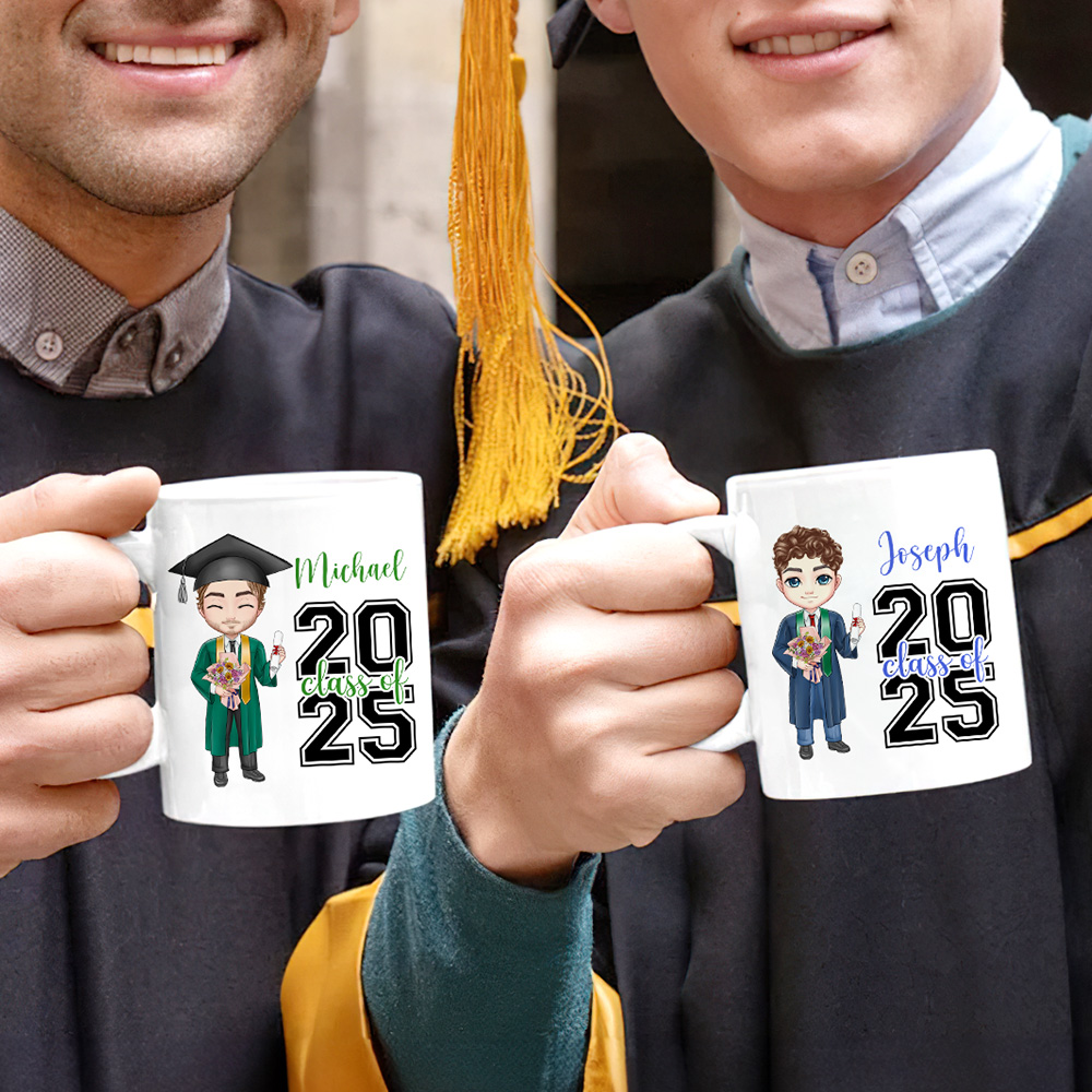 Personalized 2025 Cartoon Graduate Character Ceramic 11oz 15oz Coffee ...