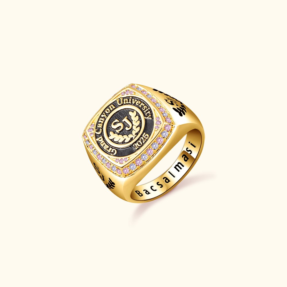 Personalized University Class Signet Ring with Initials School Name ...