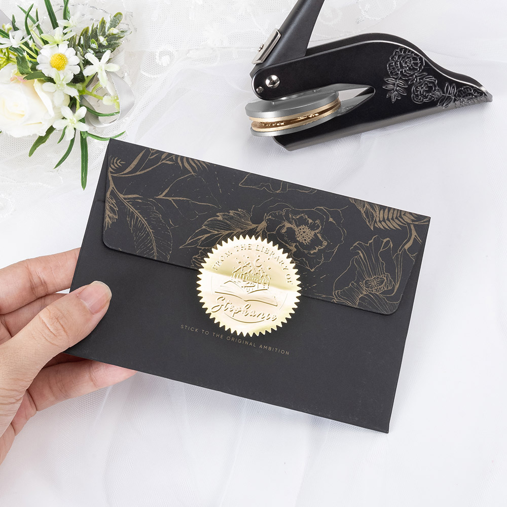 Personalized From The Library of Name Book Flower Design Embosser Stamp ...