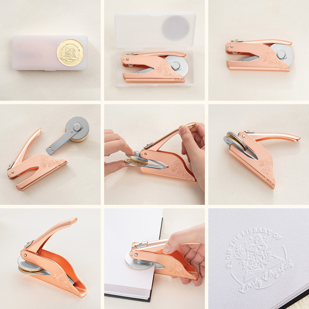 Personalized From The Library of Name Book Flower Design Embosser Stamp ...