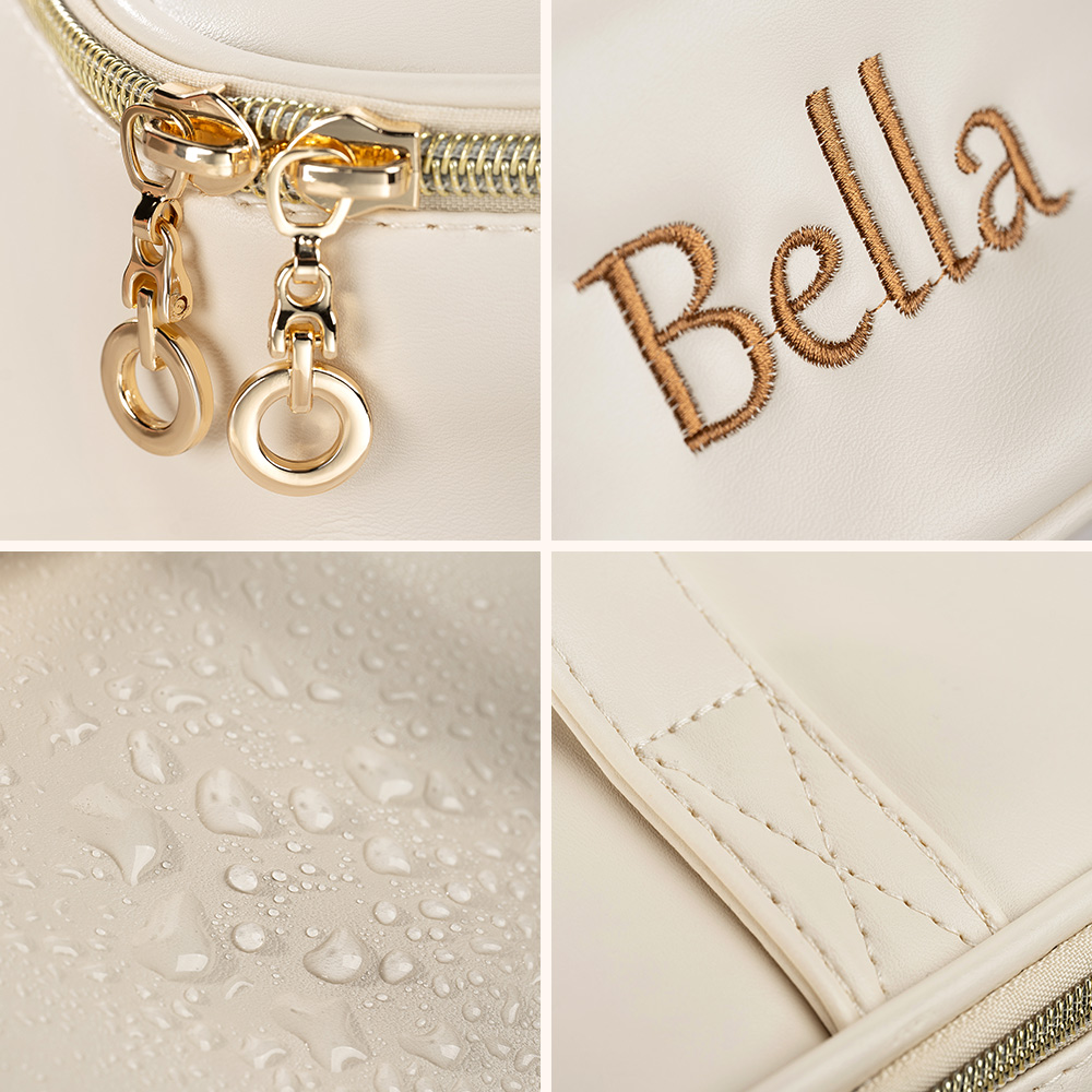 Personalized Simplicity Large Makeup Bag Embroidery Name Leather ...