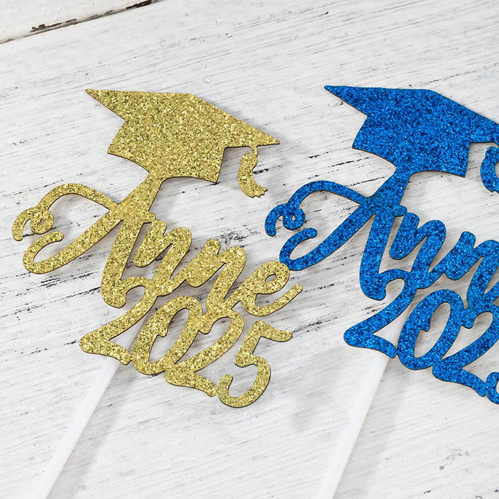 Personalized Class of 2025 Glitter Bachelor Cap Cupcake Topper with ...