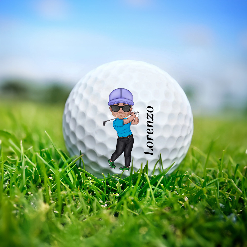 Pallina da golf personalizzata con personaggio e nome fronte e retro ...