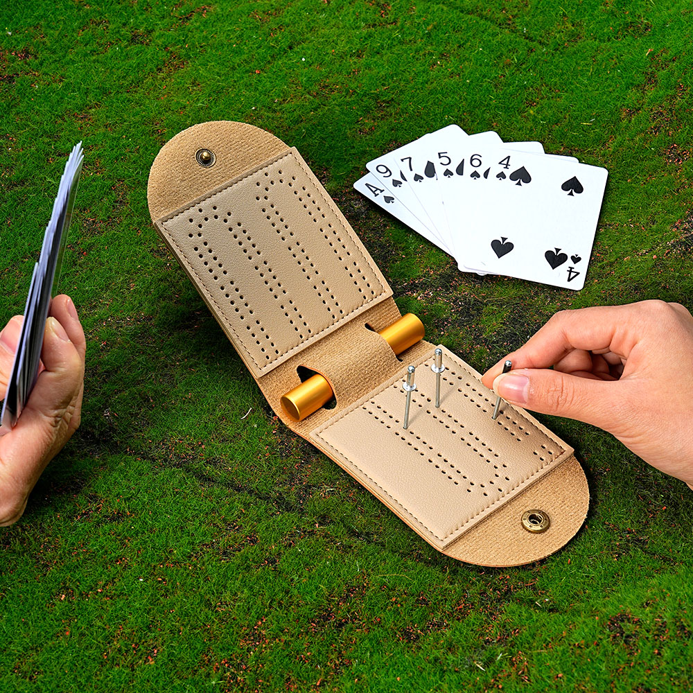 Personalized Cartoon Golf Character Name Portable Leather Cribbage ...