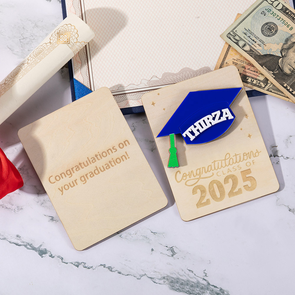 Personalized Congratulation Graduation Cap Wooden Money Holder with ...
