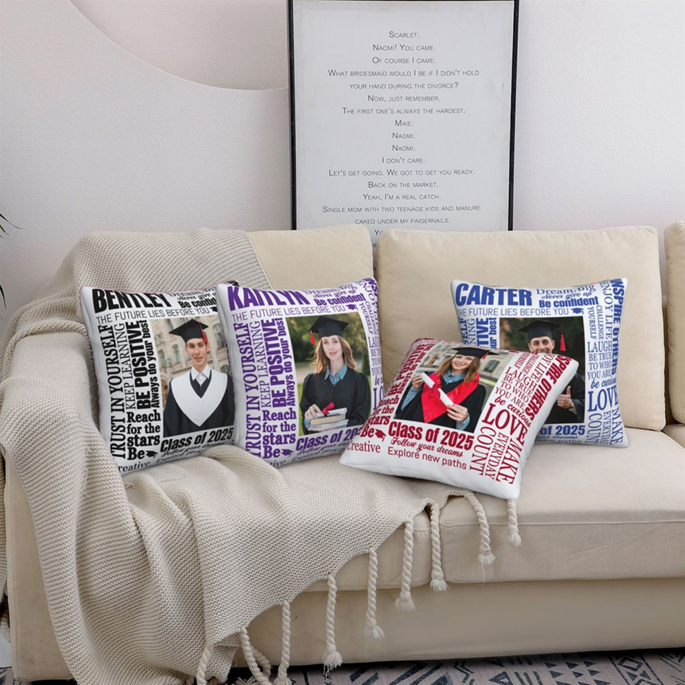 Personalized Multicolor Inspirational Graduation Photo Throw Pillow ...