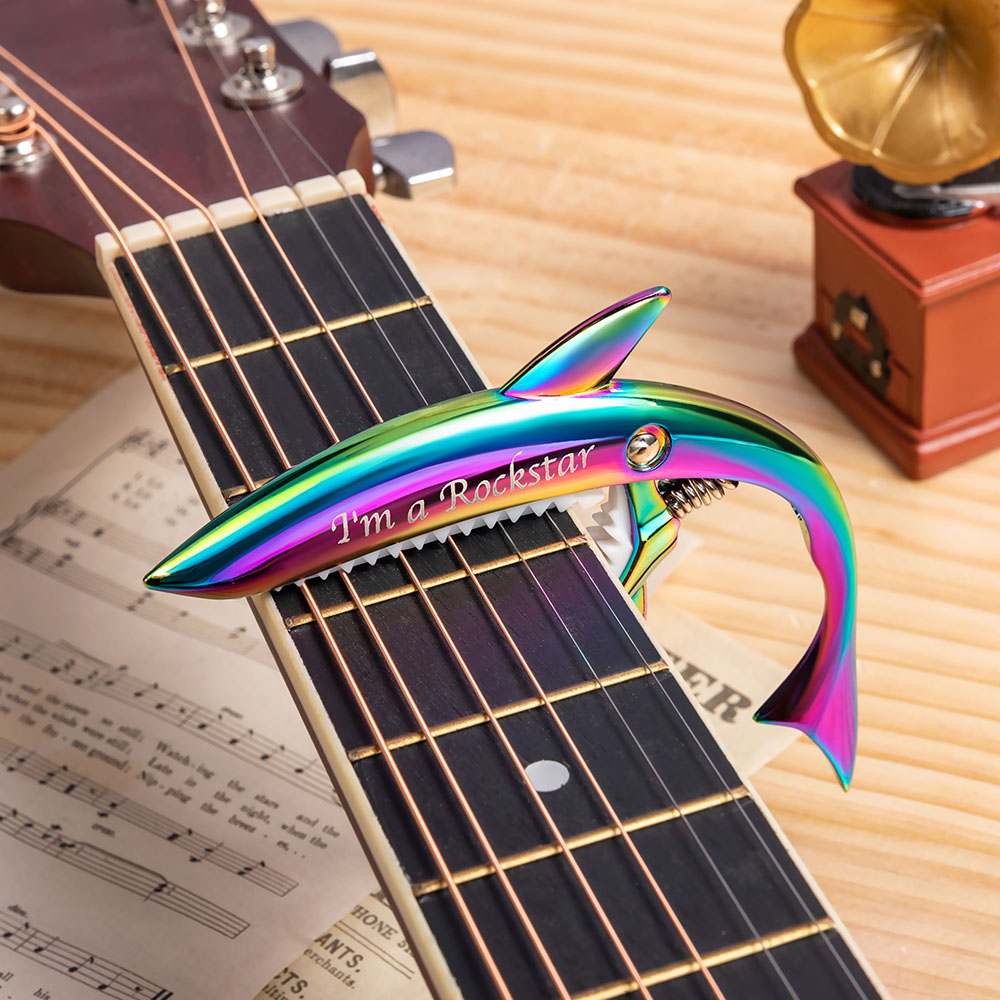 Personalised Metal Shark Guitar Capo with Engraved Name Guitar ...