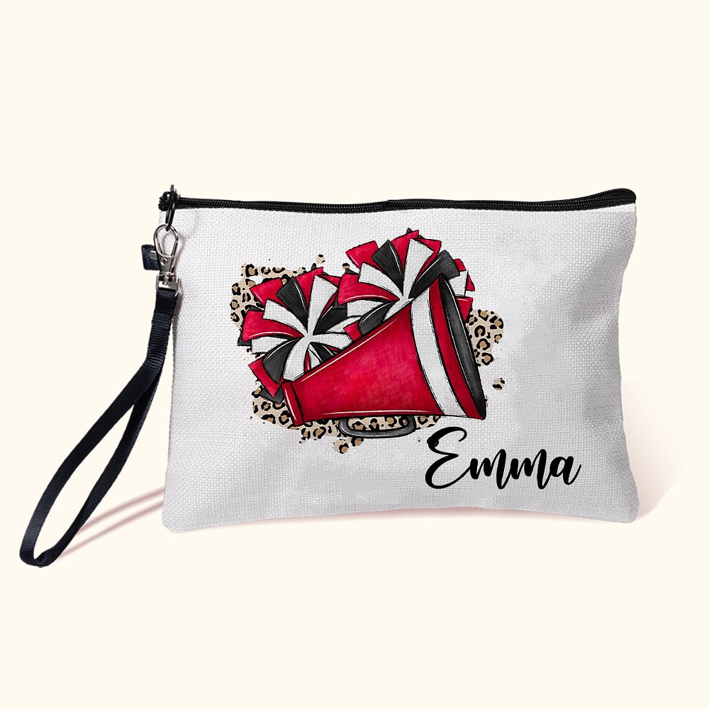 Personalized Watercolor Cheer Megaphone and Pom-Pom Cosmetic Bag with ...